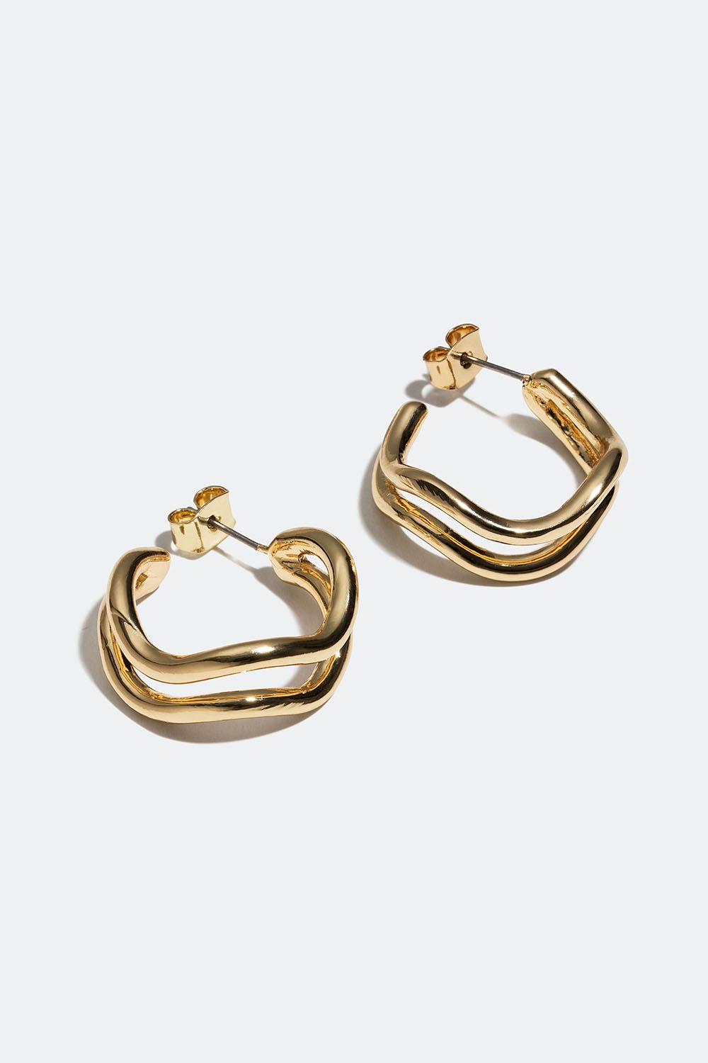 Køb Guldfarvede Dobbelte Hoops I Bølget Design På Glitterdk