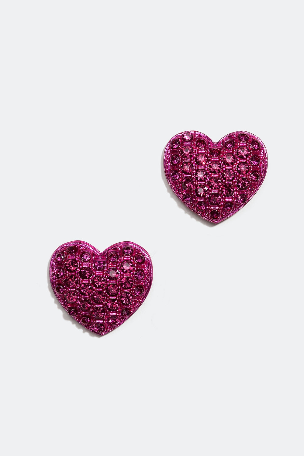 Køb Lyserøde Hjerteformede ørestikker Med Glassten På Glitterdk